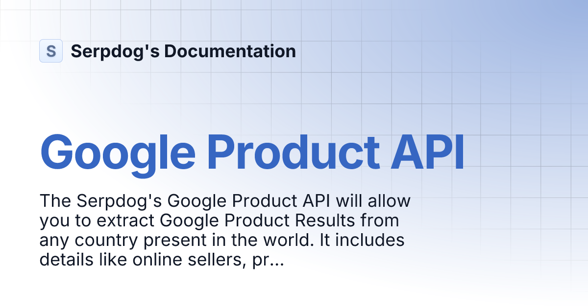 Google Product API | Serpdog's Documentation